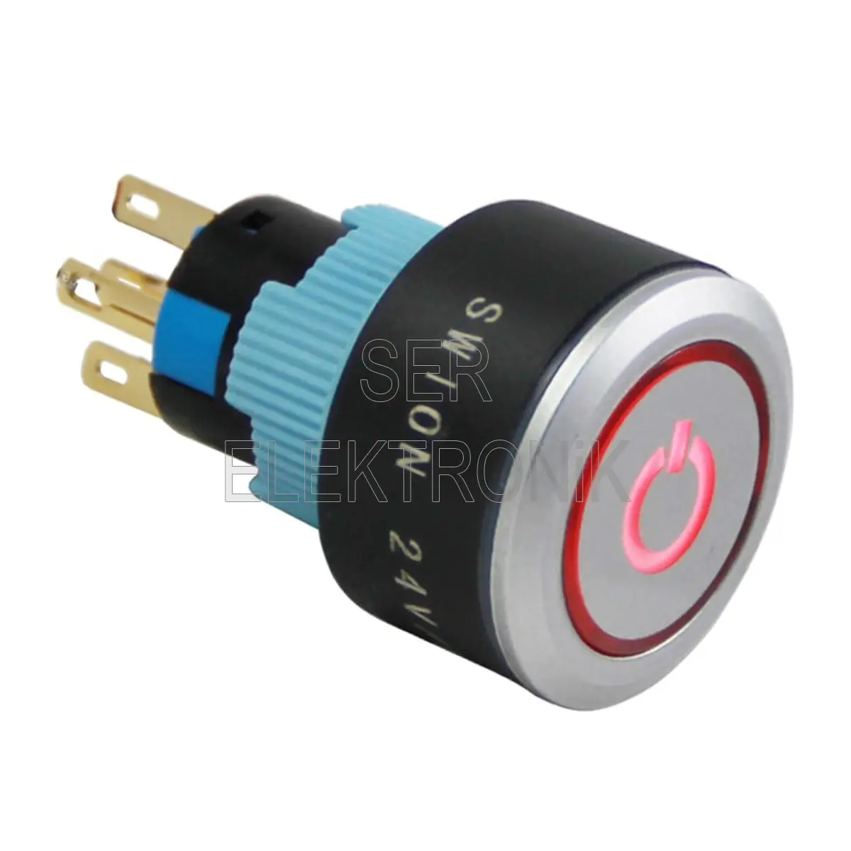 22mm Kırmızı Ledli Swion Buton 1NO/1NC 5 Pin » Ser Elektronik