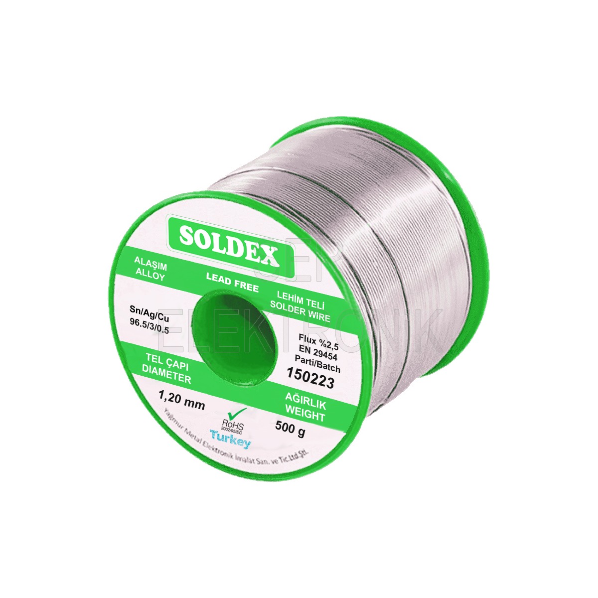 SOLDEX – 1.20mm 500gr. Kurşunsuz Lehim Teli Sn96.5 Ag3 Cu0.5